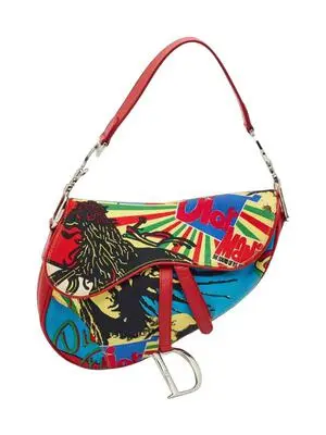 Dior Christian Dior Saddle Rasta Mania Shoulder Bag Red