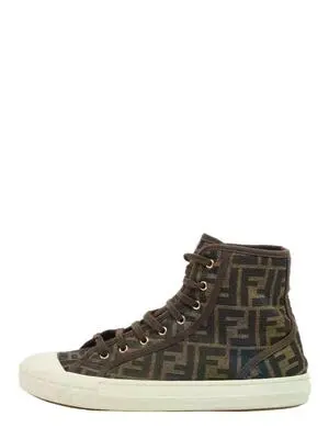 Fendi High-top Sneakers With Ff-motif - Brown