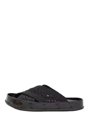Fendi Woven Criss-cross Platform Sandals - Black