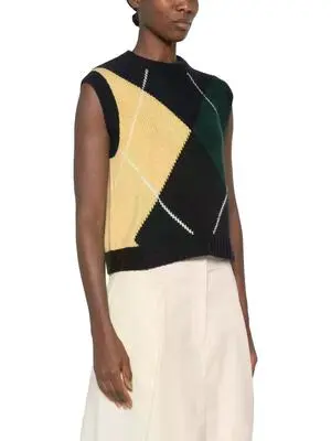 BEYOU Argyle-knit Sleeveless Vest - Blue
