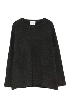 BEYOU Round-neck Drop-shoulder Sweater - Grey