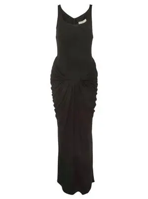 CHATS BY C.DAM Sleeveless Draped Knit Maxi Dress - Black