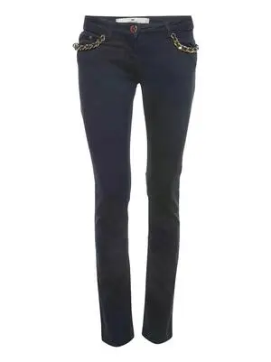 Elisabetta Franchi Slim-fit Jeans With Gold-tone Chain Detail - Blue