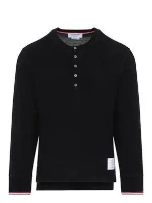 Thom Browne Button-placket Long-sleeve T-shirt - Black