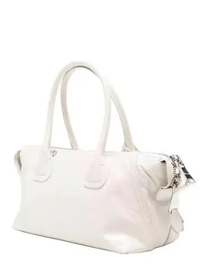 Miu Miu Miu Miu Logo-Embossed Zipped Tote Bag White