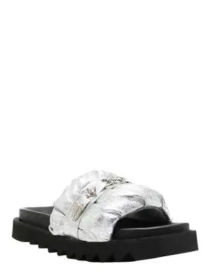 Toga Embellished Leather Sandals - Grey