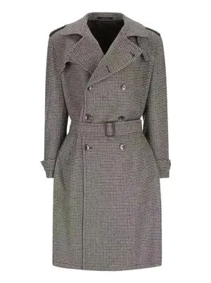 Tagliatore Houndstooth Double-breasted Coat - Brown