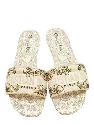 Dior Dway Millefiori Embroidered Slides - Neutrals