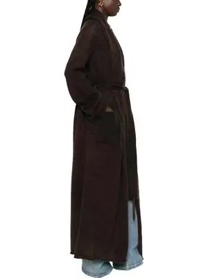 Andamane Belted Shawl-collar Cardigan - Brown