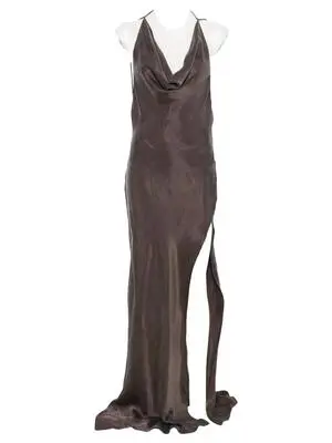 Andamane Cowl-neck Backless Maxi Dress - Brown