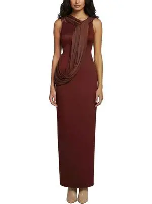CHATS BY C.DAM Draped High-slit Maxi Dress - Red
