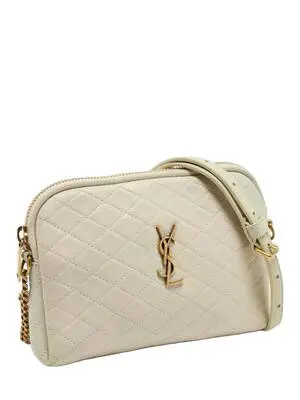Saint Laurent Gaby Quilted Clutch Bag - Neutrals