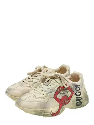 Gucci Rhyton Mouth-print Leather Sneakers - Neutrals