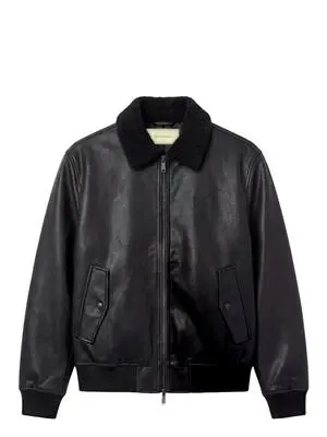 CALVIN KLEIN Calvin Klein Shearling-Collar Faux-Leather Bomber Jacket