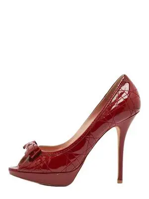 Dior Cannage-quilting Peep-toe Pumps - Red