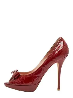 Dior Cannage-quilting Peep-toe Pumps - Red