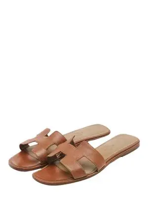 Hermès Oran H-cut Leather Sandals - Brown