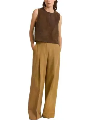 YVES SALOMON Sleeveless Suede Top - Brown