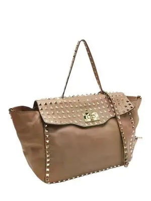 Valentino Garavani Rockstud Leather Tote Bag - Brown