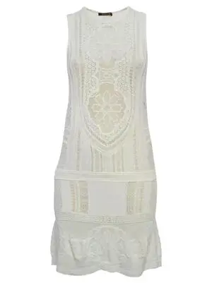 Roberto Cavalli Lace Detail Mini Dress - White
