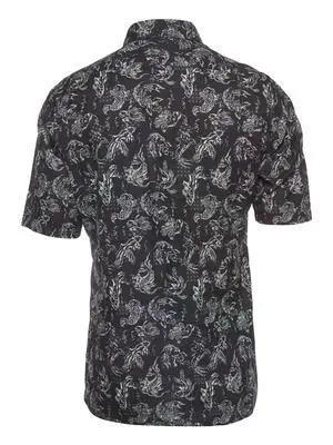 LANVIN Koi-fish Printed Short-sleeved Shirt - Blue