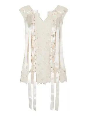 Simone Rocha Lace Ribbon Corset Top - Neutrals