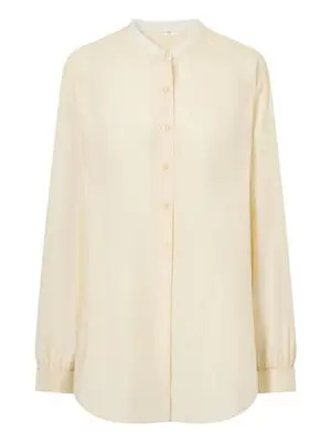 THE ROW Lula Mandarin-collar Silk Shirt - Neutrals