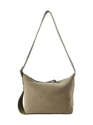 Loewe Loop Medium Suede Shoulder Bag Green