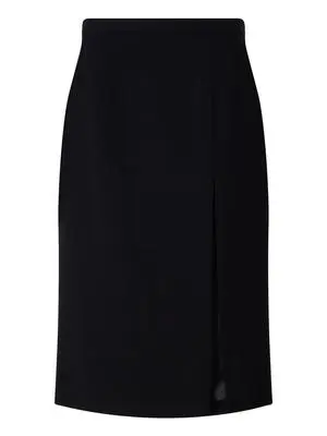 Dolce & Gabbana Wool Midi Skirt With Front Slit - Black