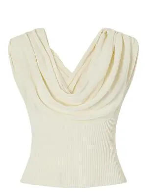 KALLMEYER Meeka Cowl-neck Cotton-blend Ribbed Top - Neutrals
