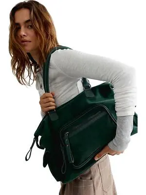 Free People Maya Suede Tote Bag - Forest Dew