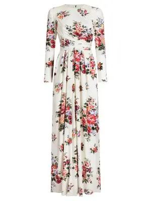 Dolce & Gabbana Flower Bouquet-print Charmeuse Dress Dresses - Multicolor
