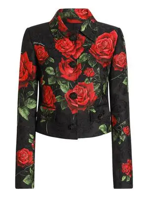 Dolce & Gabbana Rose-print Brocade Jacket With Jewel Buttons Coats And Jackets - Multicolor