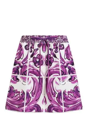 Dolce & Gabbana Majolica Print Poplin Shorts - Multicolor