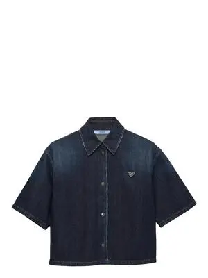 Prada Short-sleeved Denim Shirt - Navy