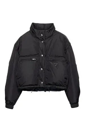 Prada Lightweight Re-nylon Cropped Down Jacket - Black