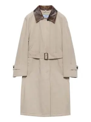 Prada Single-breasted Old Poplin Coat - Limestone