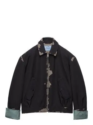 Prada Bonded Leather And Houndstooth Jacket - Black/ivory