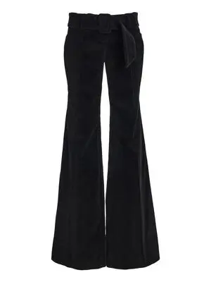 Françoise Clover Belted Flare Cotton Trousers - Black