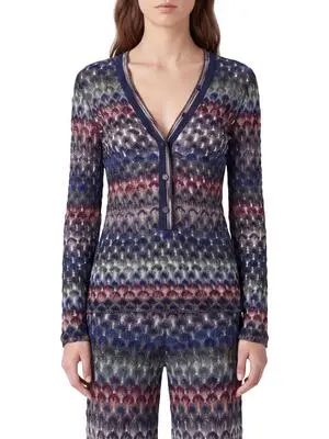 Missoni Slim Fit Striped Cardigan With Lurex Yarn - Multicolor