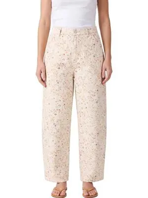 TELA High-waisted Floral Print Wide-leg Pants In Cotton - Multicolor