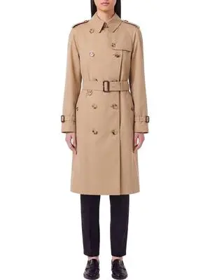 Burberry Cotton Double Breasted Trench Coat - Beige
