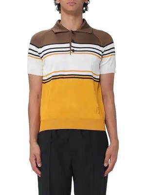 Fendi Striped Cotton Knit Polo Shirt With Contrast Tipping - Multicolor