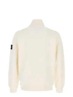 Stone Island Half-zip Cotton Turtleneck Sweatshirt With Compass Logo Patch - White