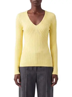 JIL SANDER Jil Sander Ribbed V-Neck Jumper Lime