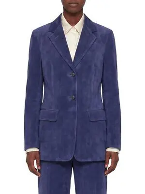 JIL SANDER Single-breasted Cropped Velvet Blazer In Cotton And Linen - Blue