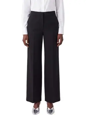 JIL SANDER High-waisted Wide-leg Silk-blend Pants - Black