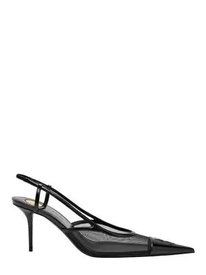 Saint Laurent Slingback Leather Pumps - Black
