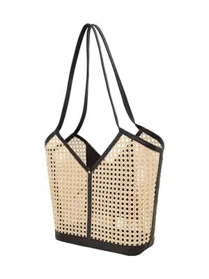 OHSUN Ohsun Sophie Rattan And Leather Tote Black