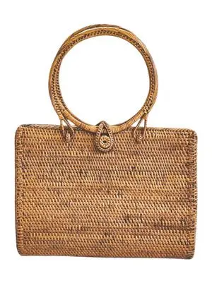 OHSUN Neutrals / Iris Rattan Handbag - Red